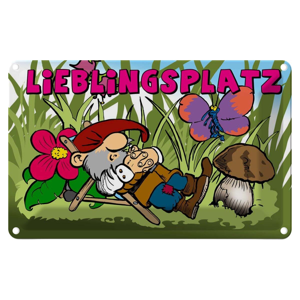 Jetzt Blechschild 20x30 cm Lieblingsplatz Zwerg im Garten online kauf