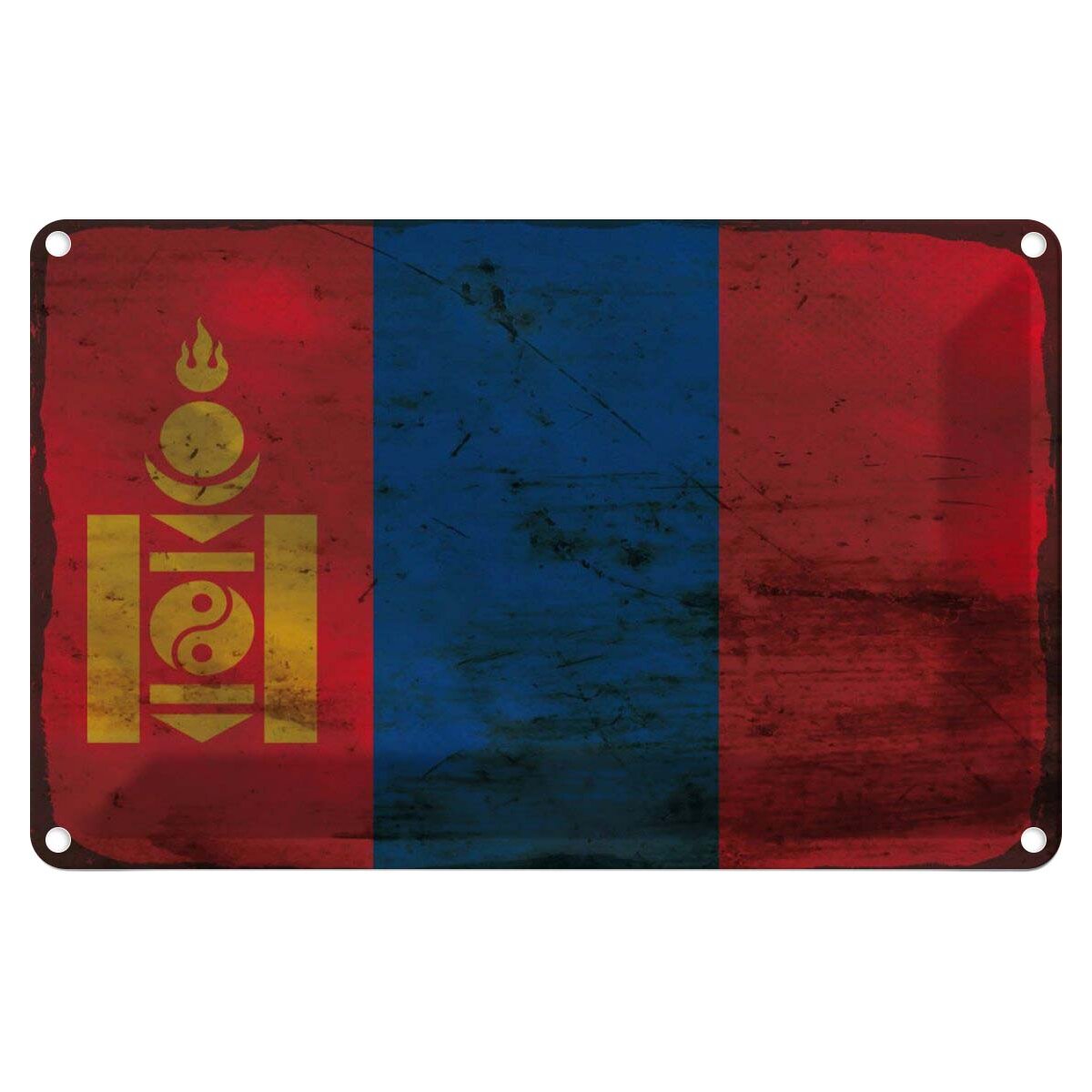 Jetzt Blechschild 20x30 cm Mongolei Flag of Mongolia Rost online kauf