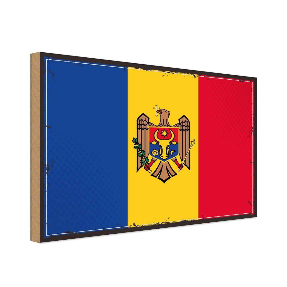 Jetzt Holzschild 30x40 cm Moldau Retro Flag of Moldova online kaufen