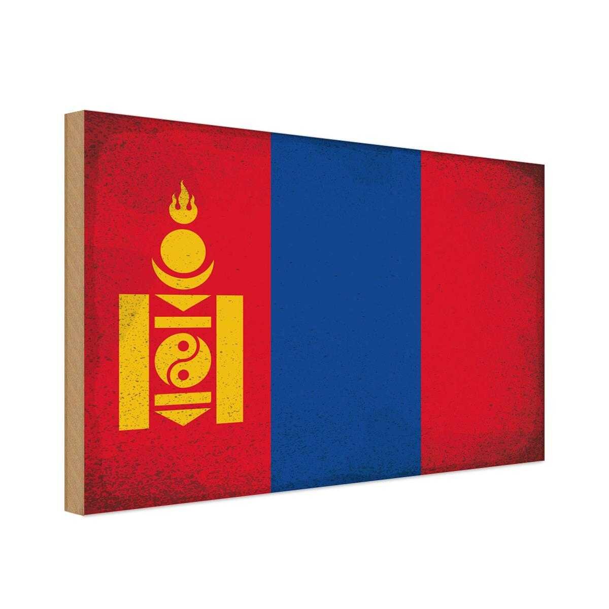 Jetzt Holzschild 30x40 cm Mongolei Flag Mongolia online kaufen - vian