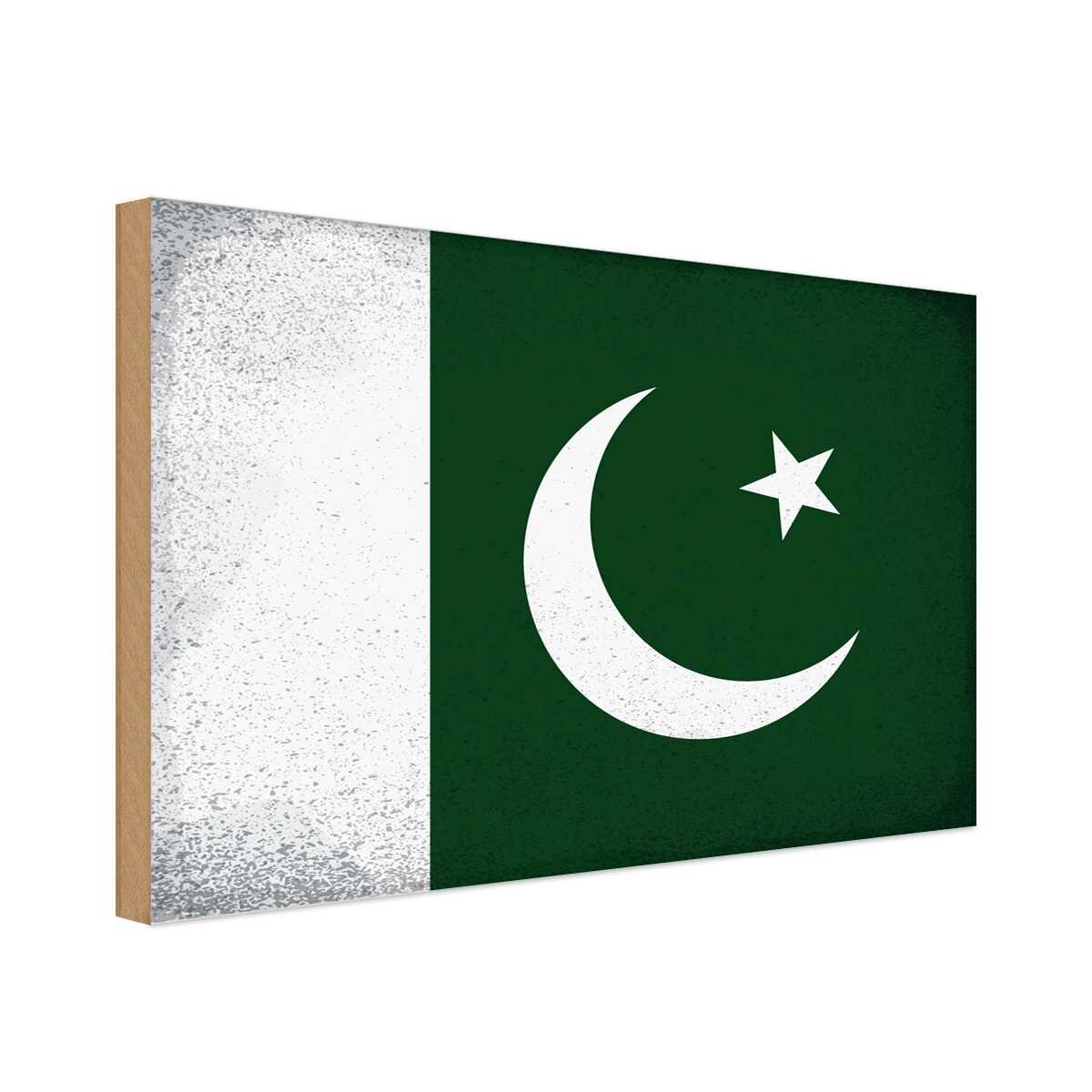 Jetzt Holzschild 12x18 cm Pakistan Flag Pakistan Vintage online kaufe