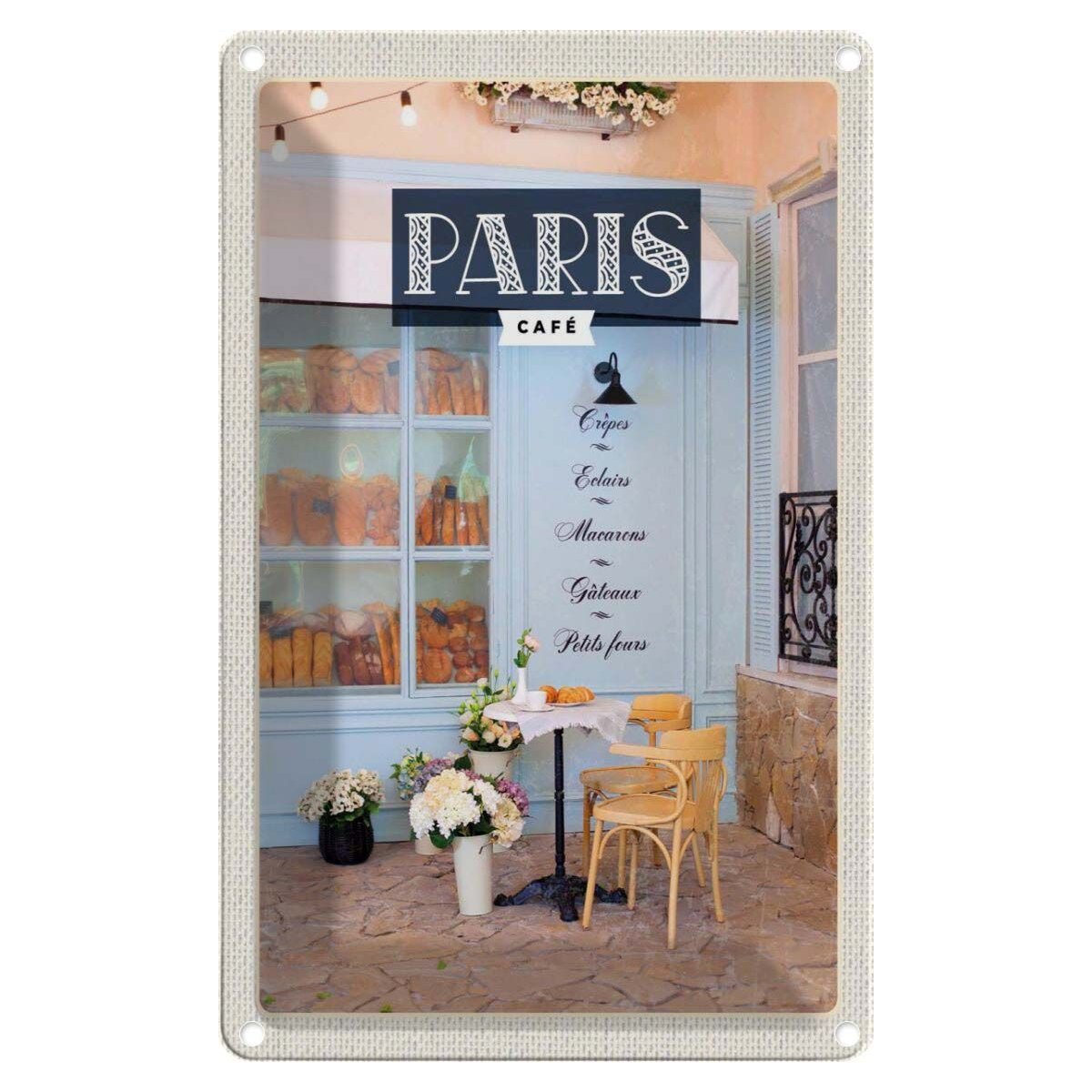 Jetzt Blechschild 18x12 cm Paris Cafe Crepes Eclairs Macarons online