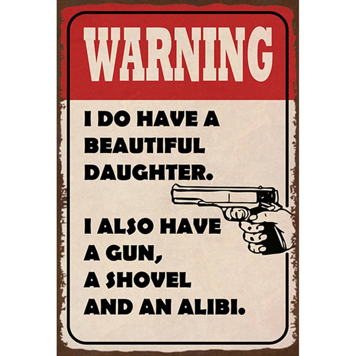 Jetzt Holzschild 30x20 cm warning have beautiful daughter online kauf